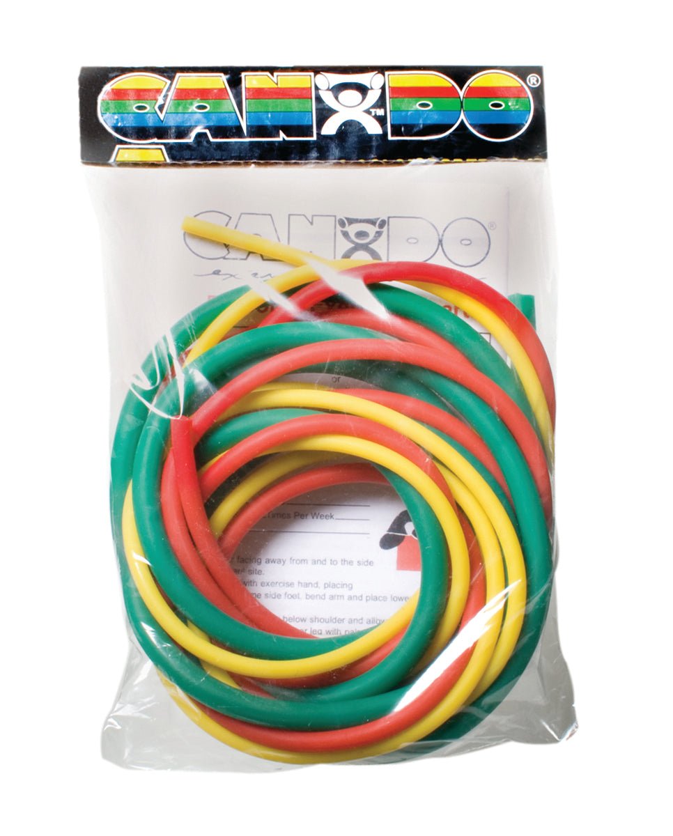 CanDo Low Powder Exercise Tubing Pep Pack - Easy with Yellow, Red, and ...